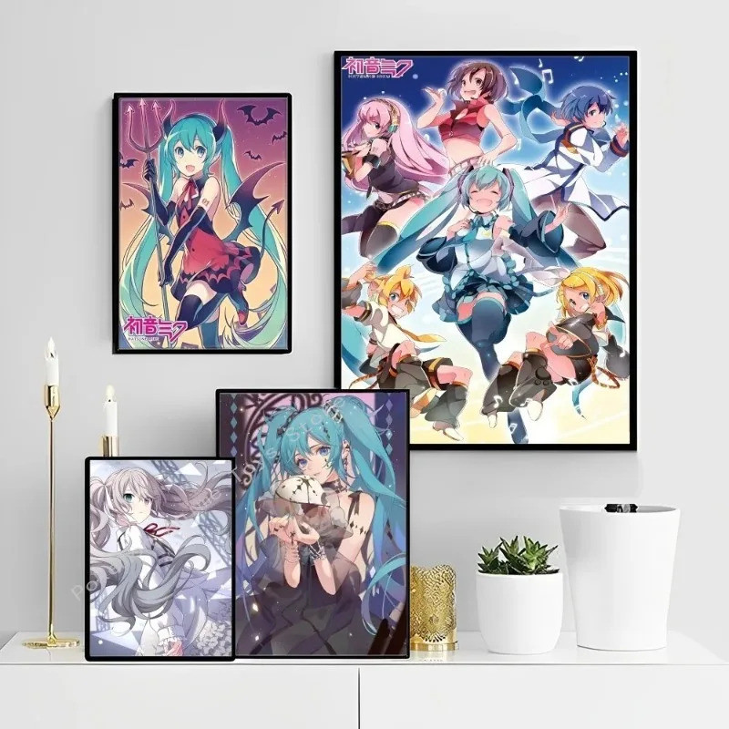 Amine H-Hatsune Miku-M-Miku Girl Poster Retro Room Cafe Decoration,No ...