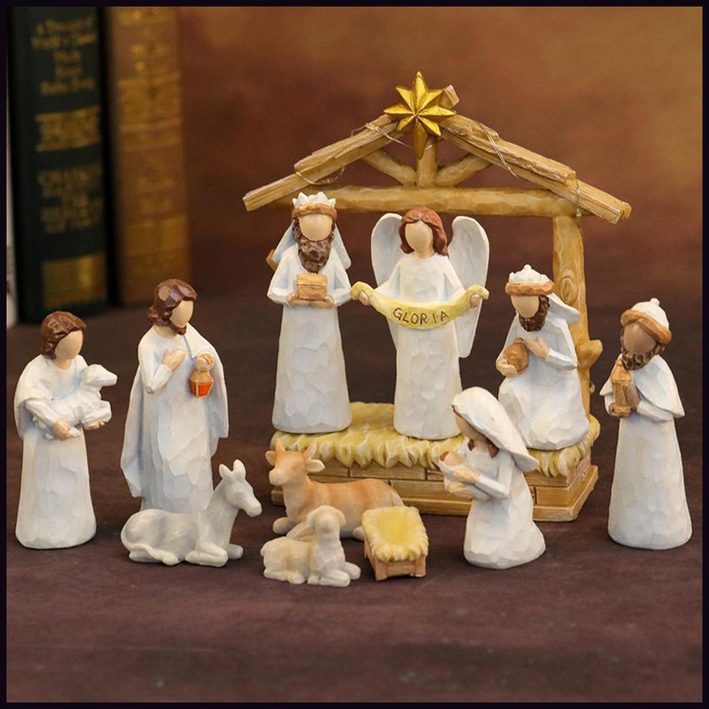 Christmas Nativity Set Jesus Nativity Set Holy Family Statue 12 Pieces ...