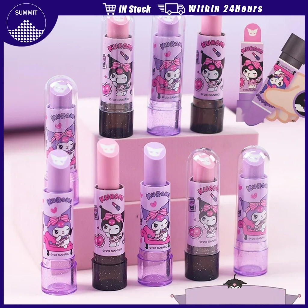 Funny Kuromi Lipstick Pencil Eraser Cartoon Rubber Rotating Stick Gifts ...