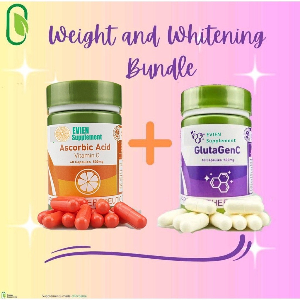 Bundle Combo Ascorbic Acid Vitamin C + GLUTAGEN C Glutathione Collagen ...