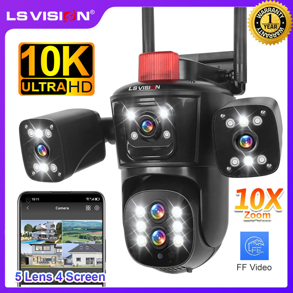 LS VISION 20MP 5 Lens 4 Screen 10Xzoom PTZ WIFI CCTV Camera Humanoid ...
