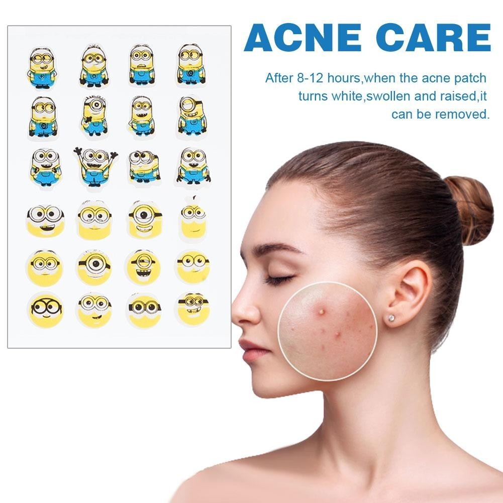 24pcs Color Acne Sticker Minion Hydrocolloid Acne Cover Sticker Sticker ...