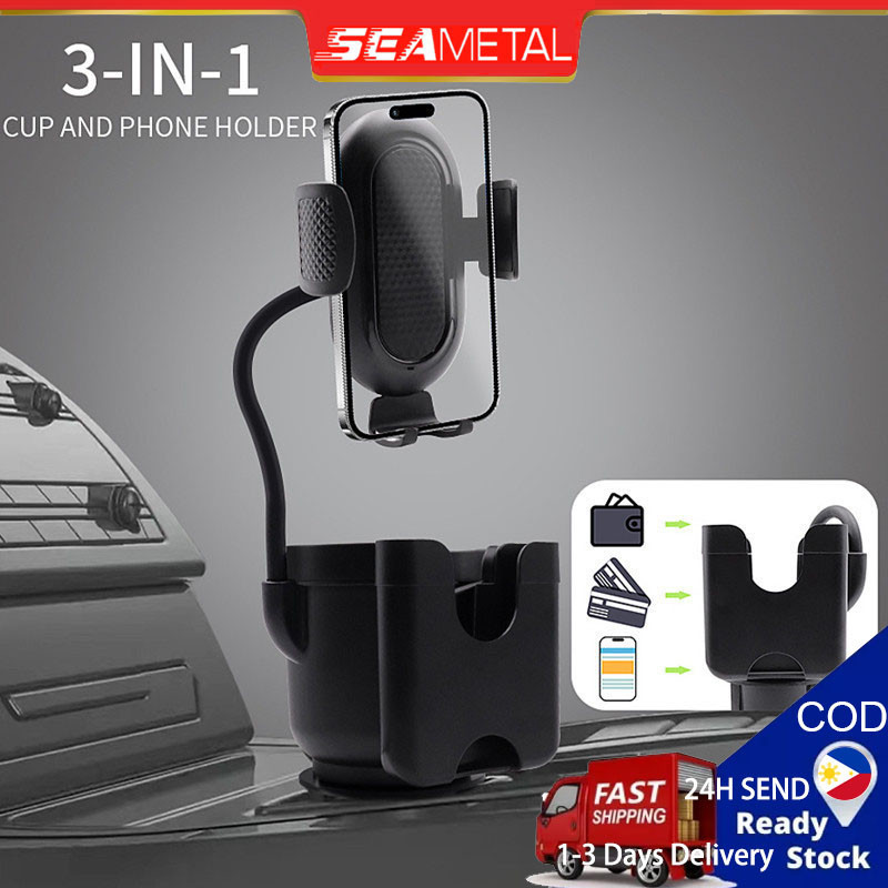 SEAMETAL Car Mounted 3 In 1 Phone Holder Portable Adjustable 360 ...