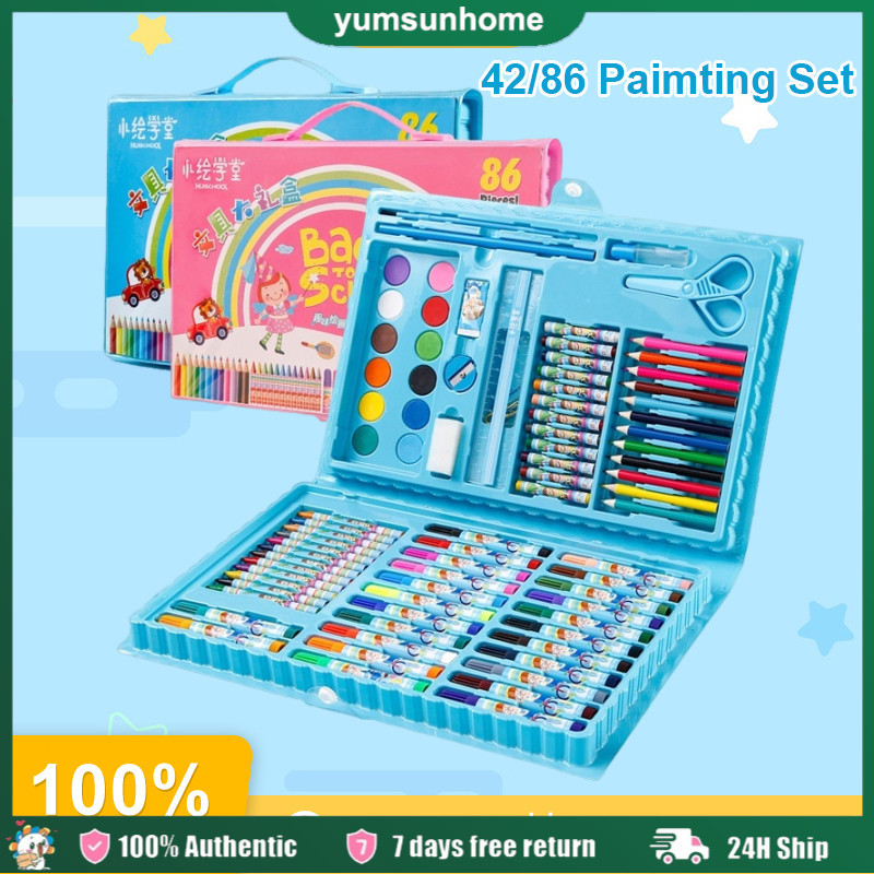 42/86pcs Kids Coloring Set Painting Water Color Crayon Drawing Sets Art ...