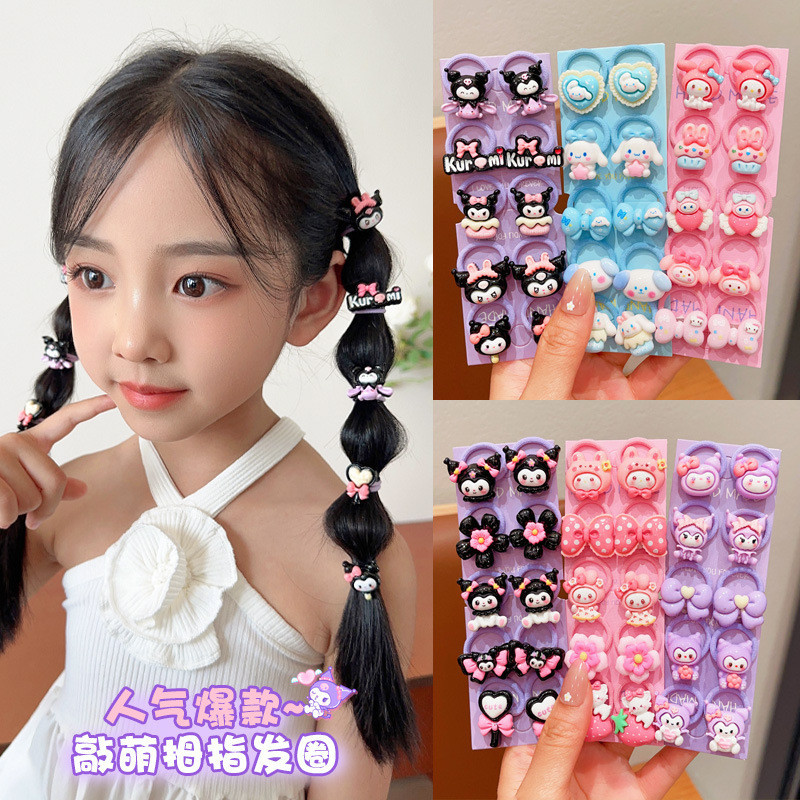 18pcs/Set Kawaii Sanrio Hair Ties Anime Hair Ring Ornaments Cinnamoroll ...