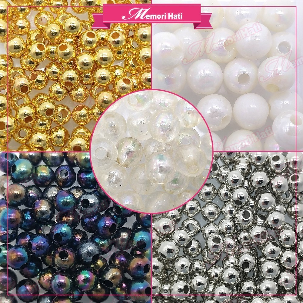 5g Manik Emas Metalik Berlubang DIY / Fancy Metallic Beads With Hole ...
