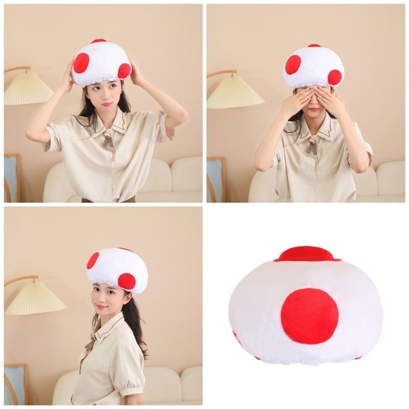 MY* Creative Mushroom Plush Hat Comfortable Heagear Hat Adjustable ...