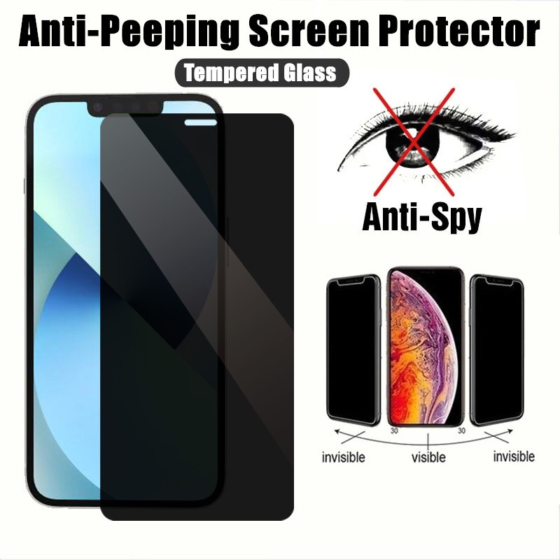 Anti-Spy Privacy Tempered Glass Screen Protector For iPhone 16 Pro Max ...