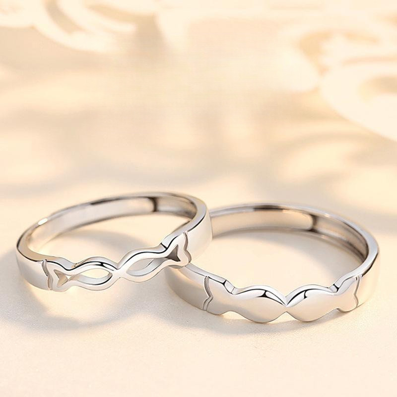 Small fish couple rings, best friend rings, men's and women's rings ...