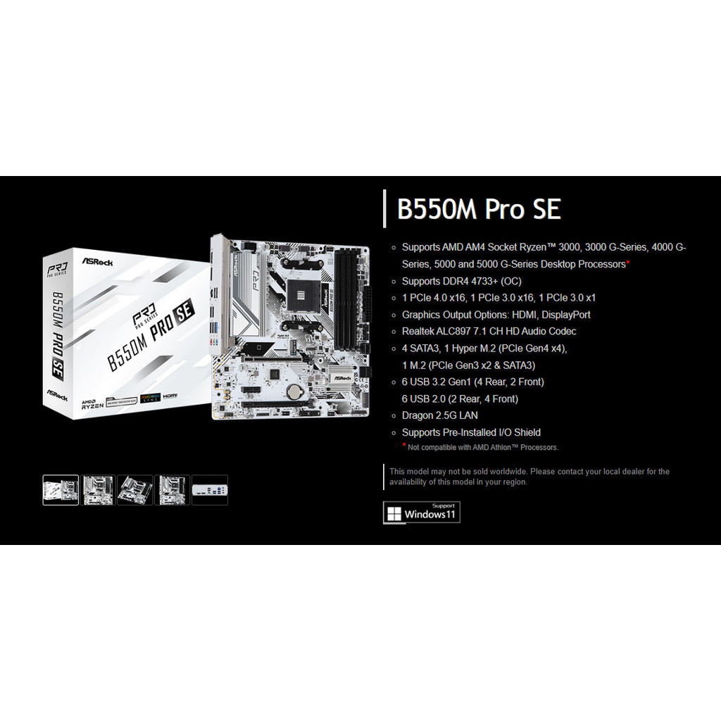 Asrock B550M Pro SE Micro ATX AM4 DDR4 Motherboard White | Shopee ...