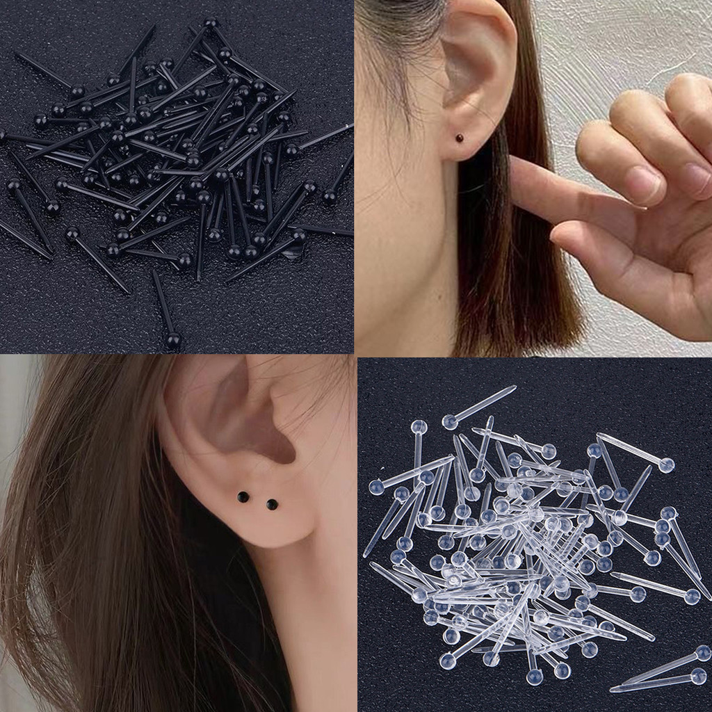 10 Pcs Piercing Earrings Stud Mini Invisible Earring Ear Needle Plastic ...