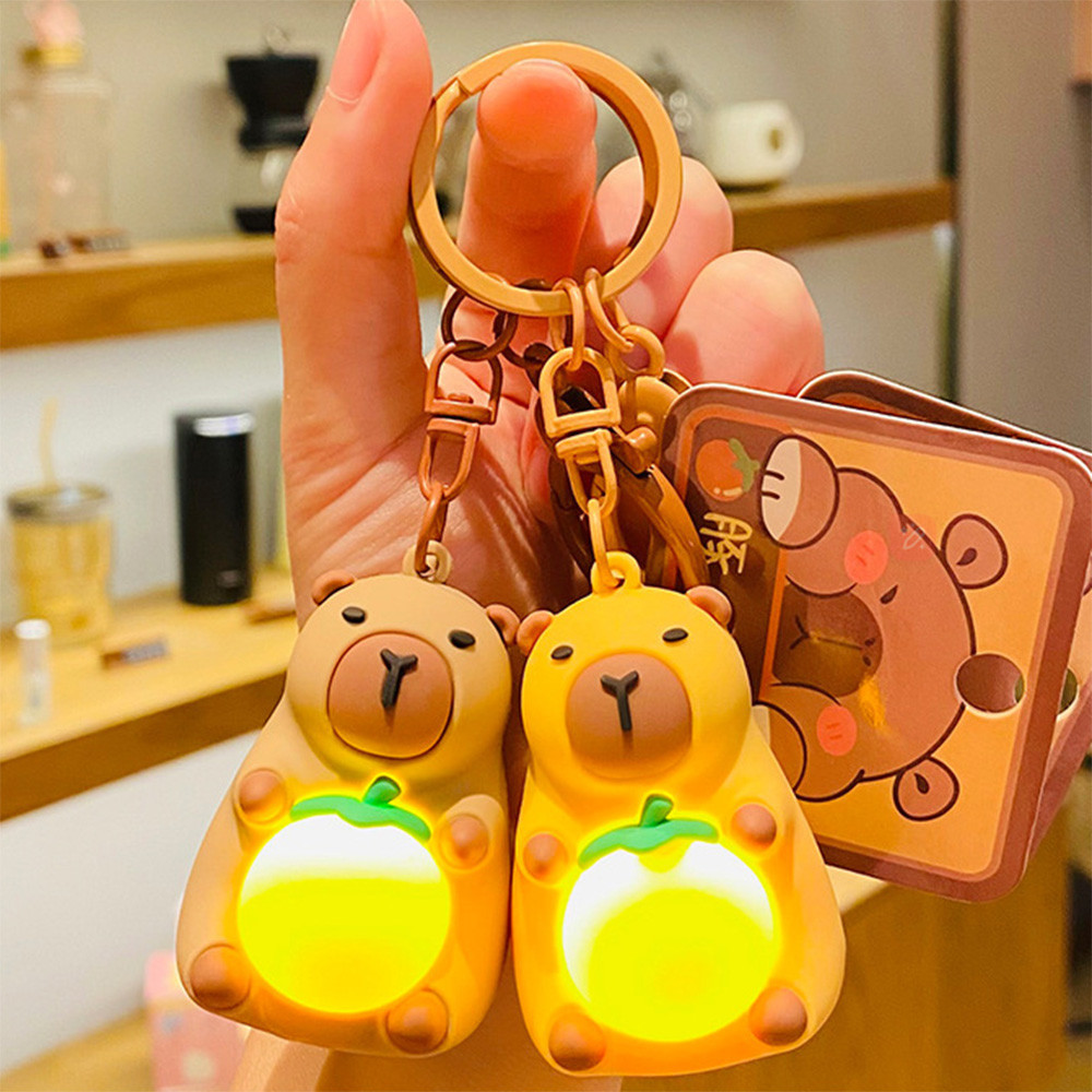 Cartoon Capybara Doll Key Chain Illuminated with Lights Anime Capybara ...