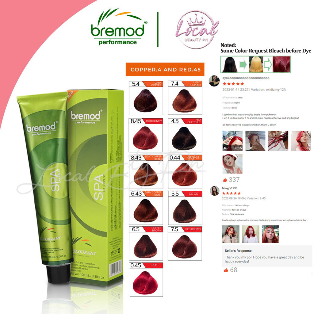 Bremod Hair Color (Copper, Red, Burgundy, Purple, Mahogany, Violet) 100 ...
