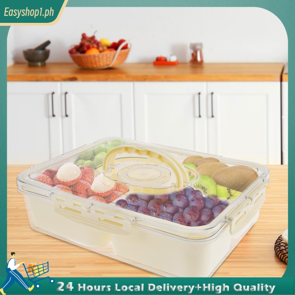 Enduring Sturdy Drain Storage Box Snack Storage Box with Lid and Handle ...