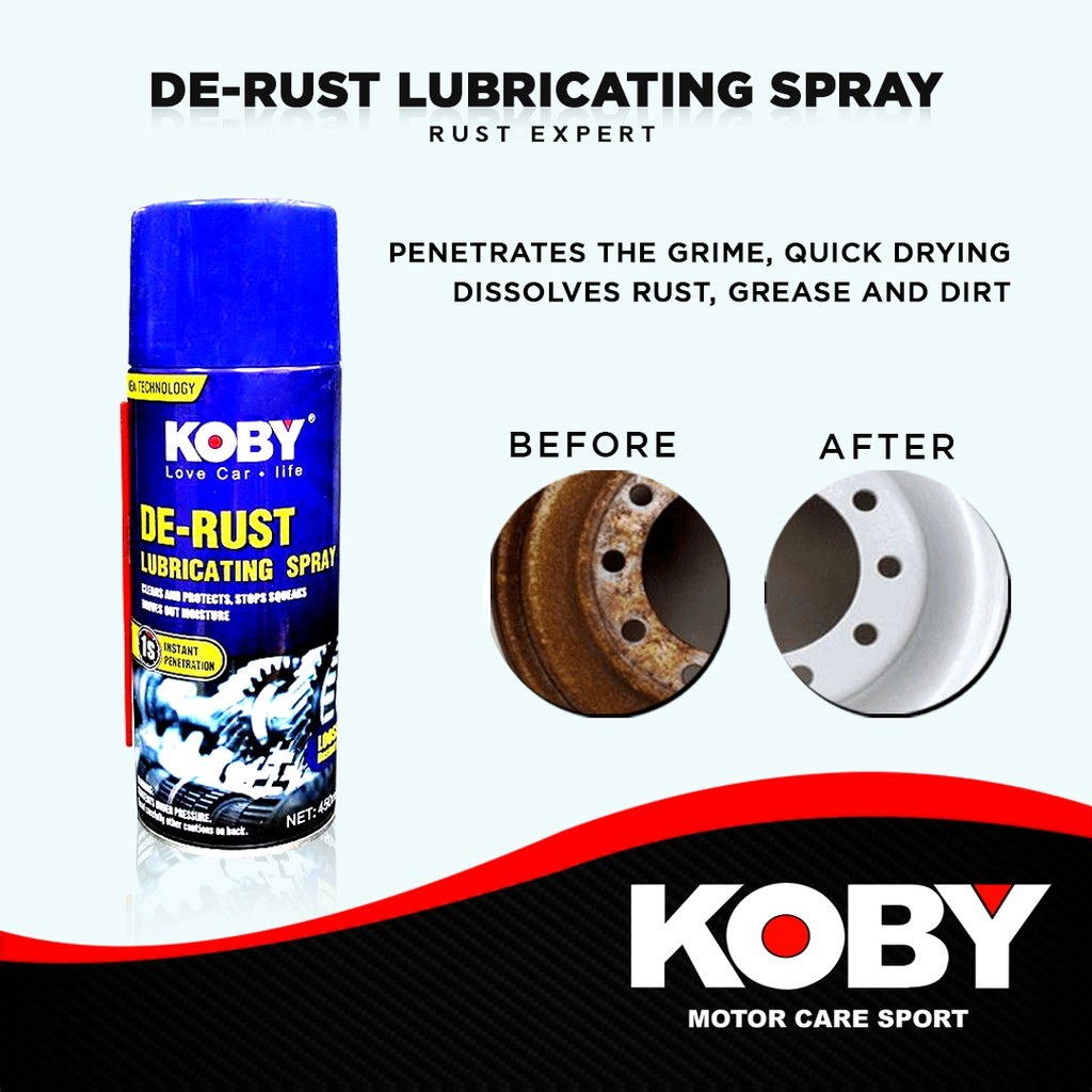 KOBY De-Rust Remover Lubricating Spray And Penetrating Oil 450ml ...