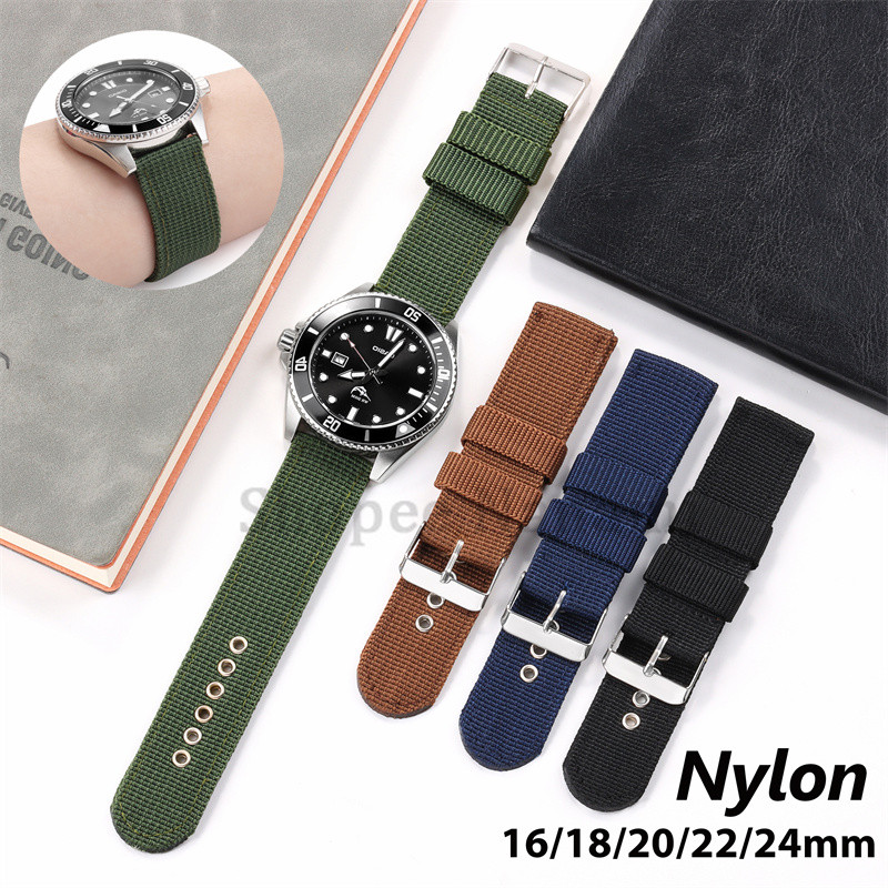 Nylon Fabric Watch Band 16mm 18mm 20mm 22mm 24mm Soft Breathable Canvas ...