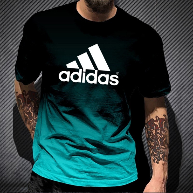 Adidas casual 3D printed gradient T-shirt | Shopee Philippines