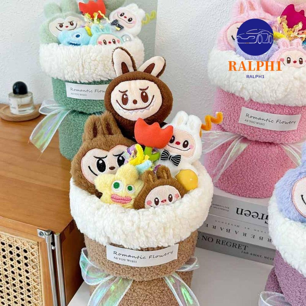 RALPH1 Labubu Plush Doll Bouquet, Stuffed Cute Cartoon Plush Flower ...
