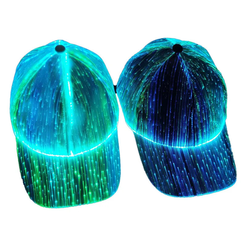 Fiber Optic Cap LED Hat with 7 Colors Luminous Glowing EDC Baseball ...