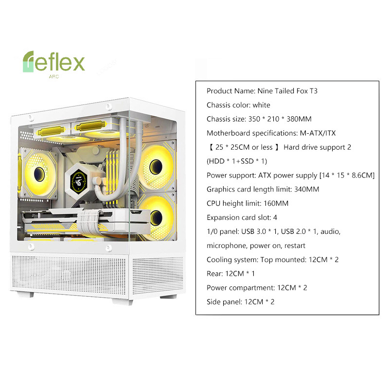 Reflex Arc 270 Degree Transparent PC Case Desktop Computer Tower For M ...