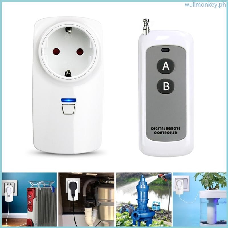 WU Programmable Electrical Outlet Plug Remote Control Long Ranges US EU ...