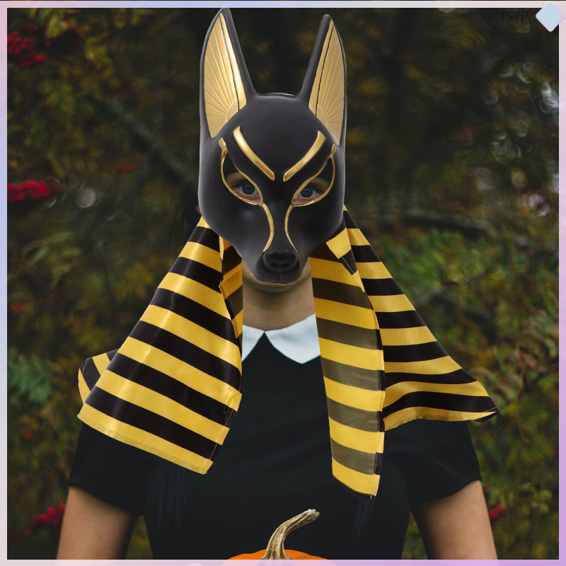 1 Set Halloween Mask Egyptian Anubis Cosplay Mask Kerchief Mardi Gras ...