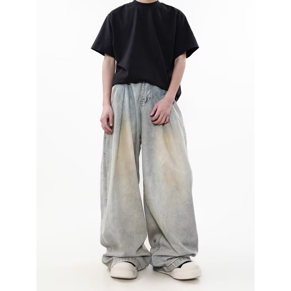 Light Colour Wash Loose Maong Pants for Women Tie Dye Loose Casual ...