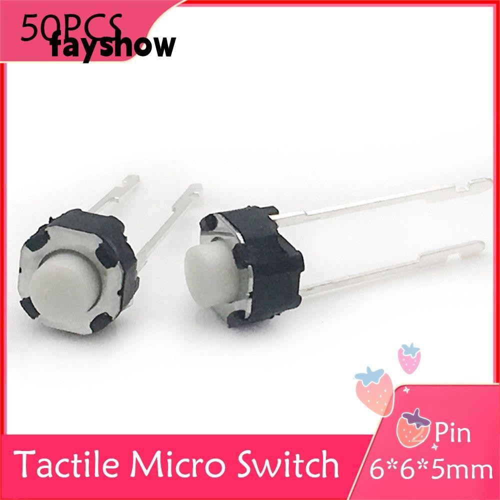 FAY 50PCS Tactile Micro Switch 6*6*5mm Vertical 2 Pin Power Switch ...