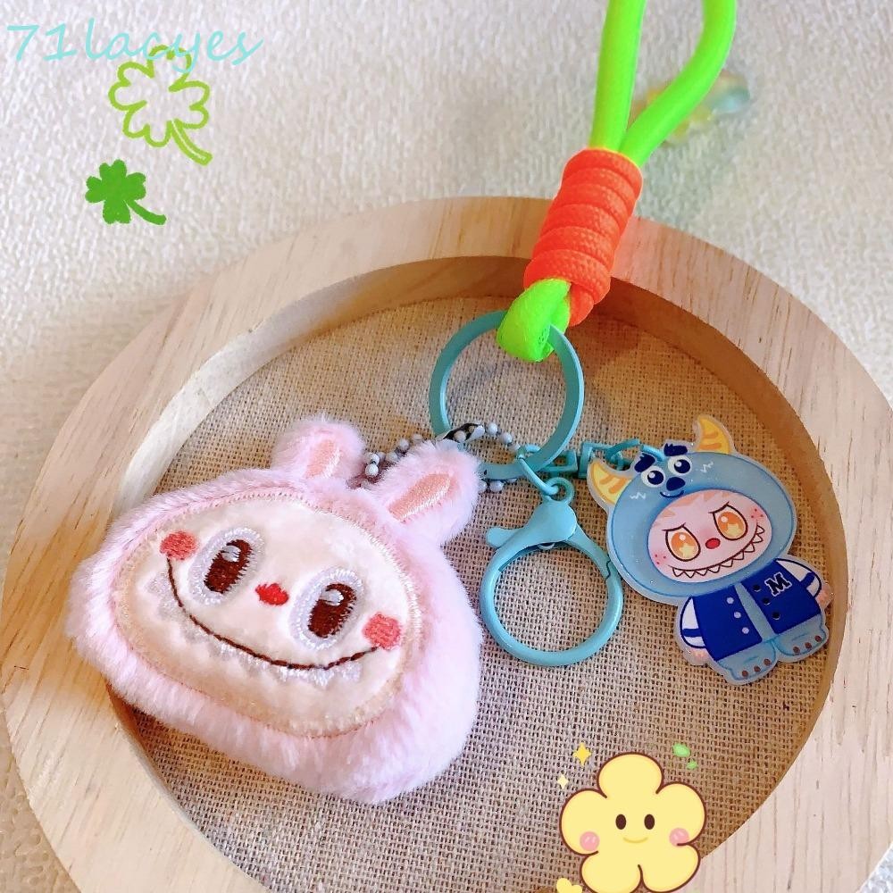 LACYES Labubu Hanging Rope, Kawaii Acrylic Plush Doll Key Ring, Lovely ...