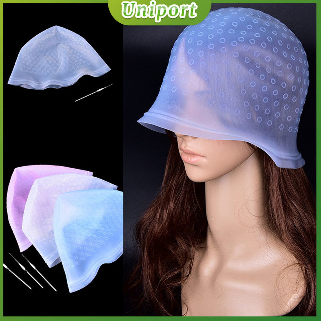 Silicone Cap Hair Color Coloring Highlighting Reusable Caps Hat Hair ...