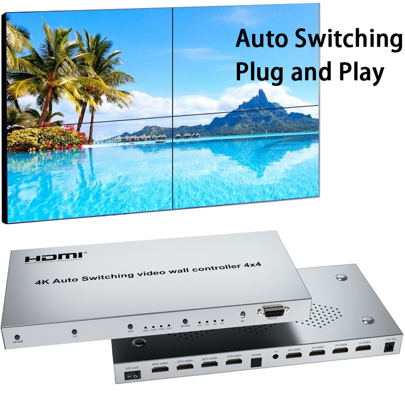 4K 4x4 HDMI Video Wall Controller Auto Switching 2x2 1x2 1x3 1x4 2x1 ...