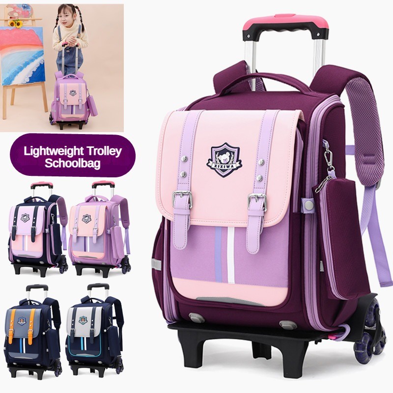 Trolley Schoolbag Elementary School Boy Grade 1 to Grade 6 Kids 6-Wheel ...
