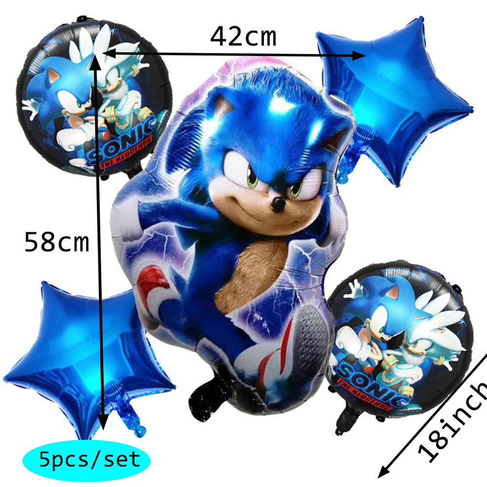5PCS Sonic The Hedgehog Foil Balloons Multicolor Sonic Balloons Sonic ...