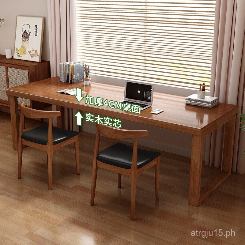 Solid Wood Double Desk and Dining Table Set for Reading, Meeting ...