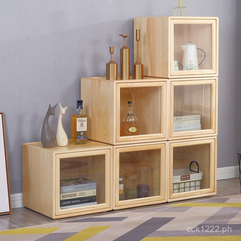 Modular Storage Cabinet Simple Solid Wood Freely Combined Grid Cabinet ...