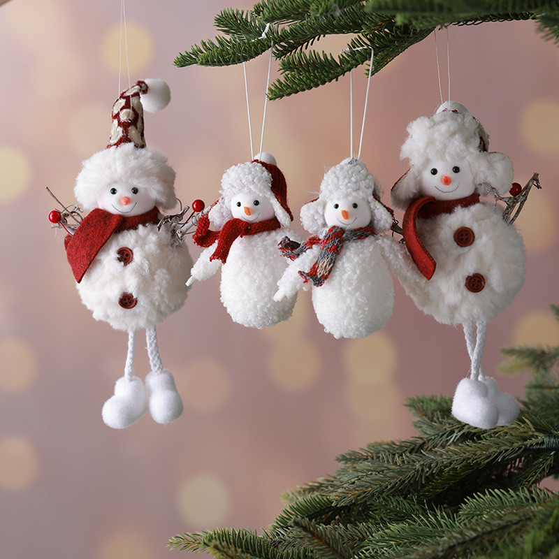 New Christmas Little Snowman Pendant Christmas Ornaments Plush Snowman ...