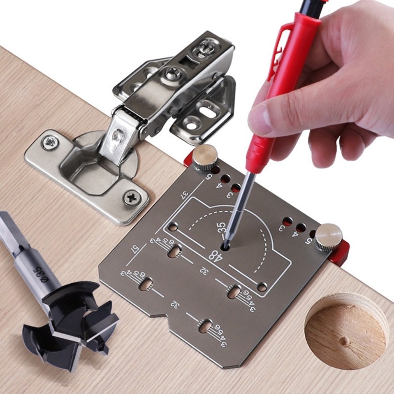 VIKK Concealed Hinge Jig Kits Hole Cutter Guide 35mm Hinge Hole ...
