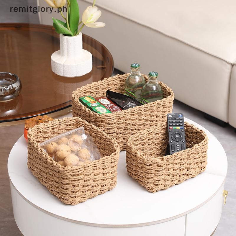 remitglory 3pcs Handmade Straw Woven Soft Round Paper Rope Storage ...