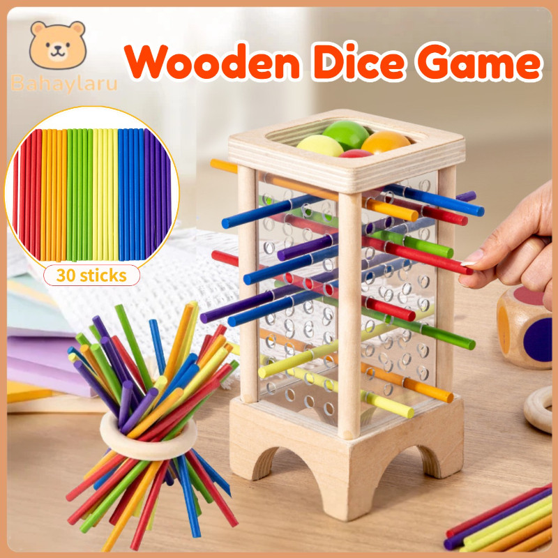 Wooden Dice Game Pull Out Stick Color Sorting Table Game Parent-child ...