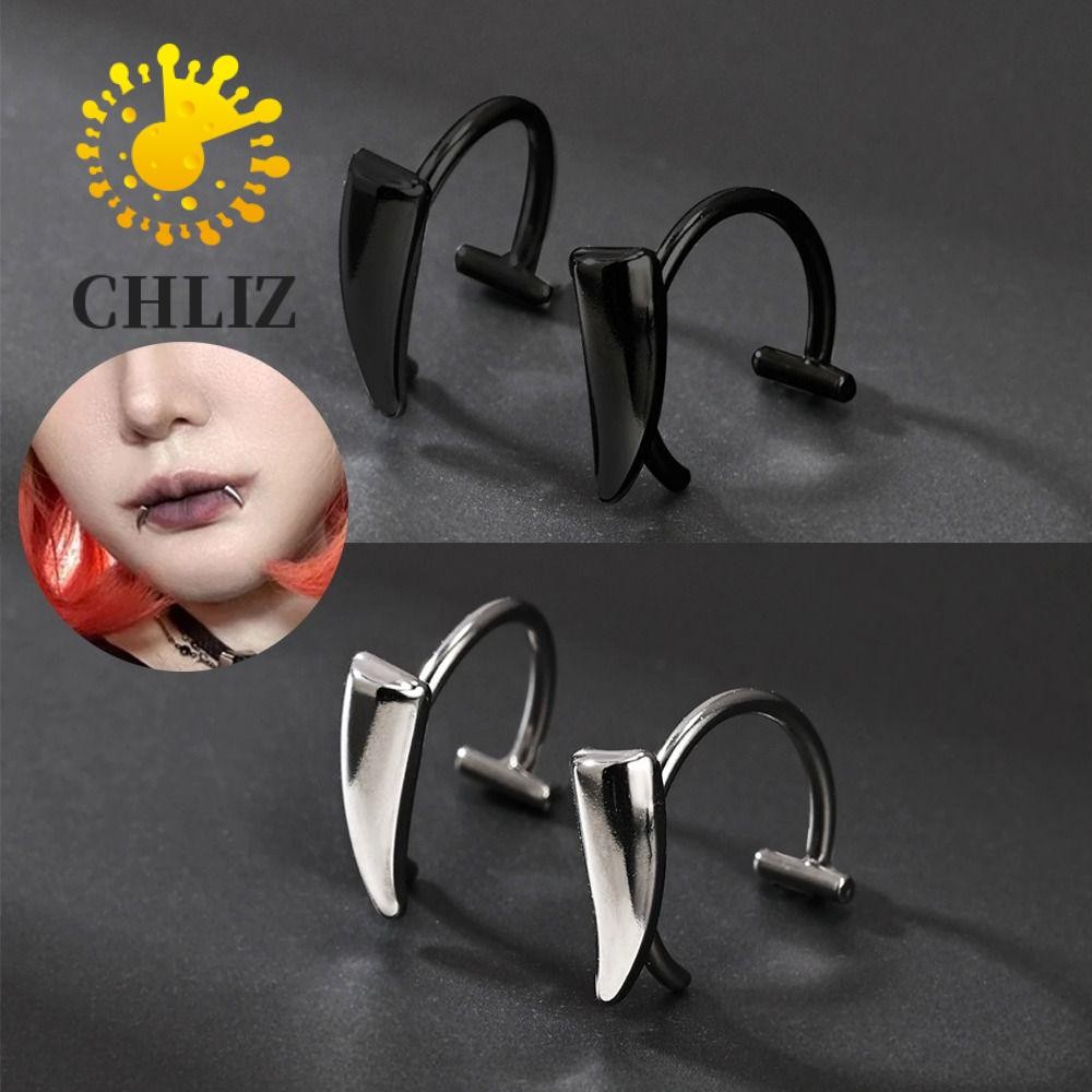 CHLIZ Fake Lip Ring, Non-Piercing Vampire Fang Shape Non Piercing ...