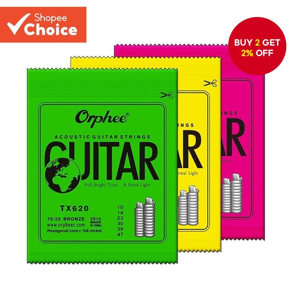 Orphee 6Pcs/set Acoustic Guitar String Hexagonal core+8% Nickel Extra ...