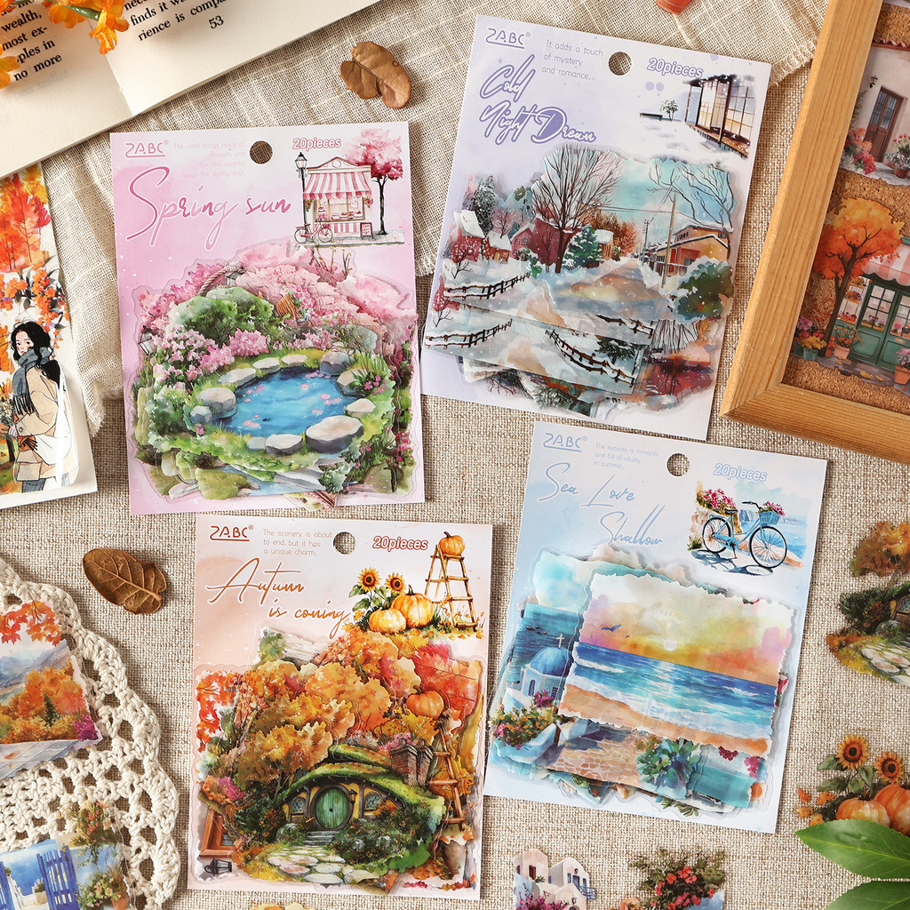 Journamm 20pcs Vintage Scenery Scrapbook Stickers Decorative ...