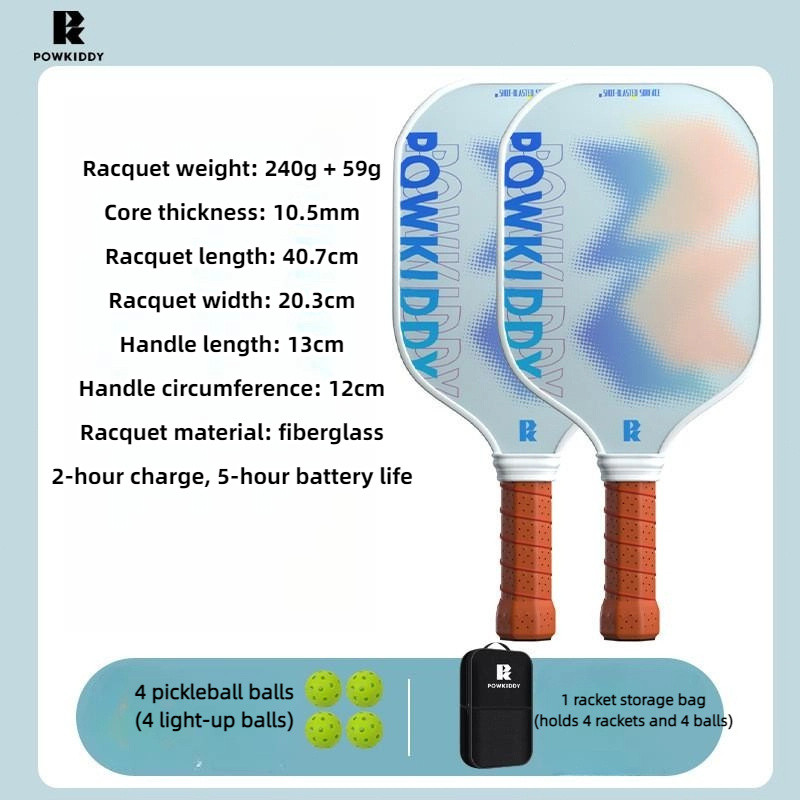 Pickleball LED Glow-in-the-Dark Pickleball Racquet Set - Fiberglass ...