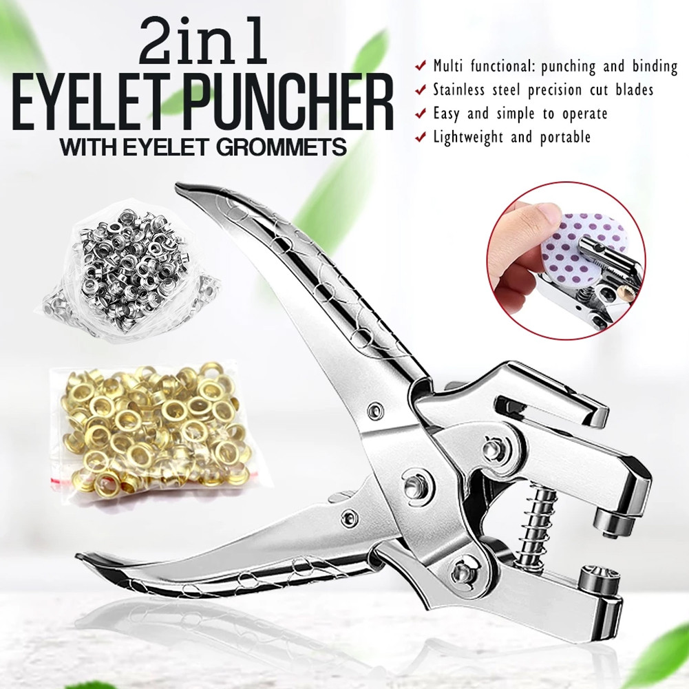 5mm Punch Plier with 100 Eyelets for Fabric and Shoes, Portable Grommet ...