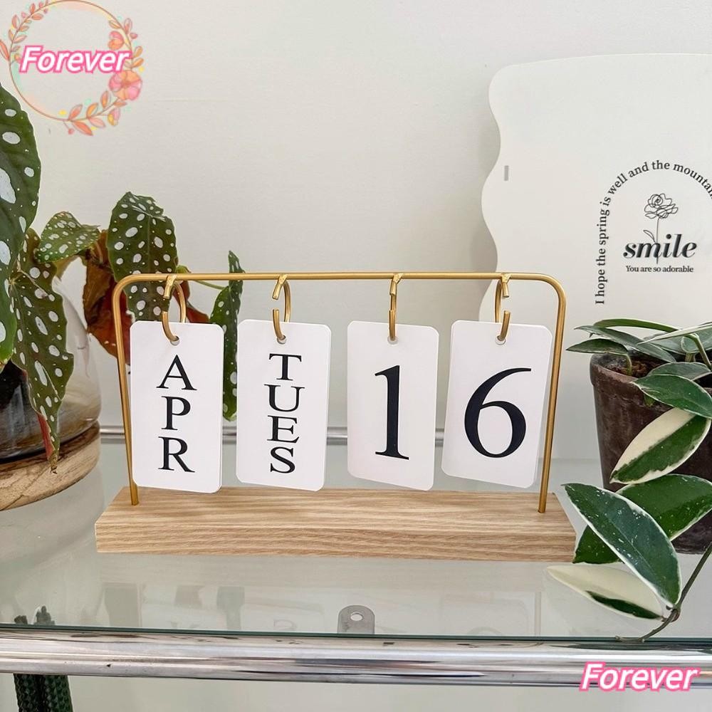 FOREVER Desktop Flip Calendar, Wooden Turn Page Design Standing ...