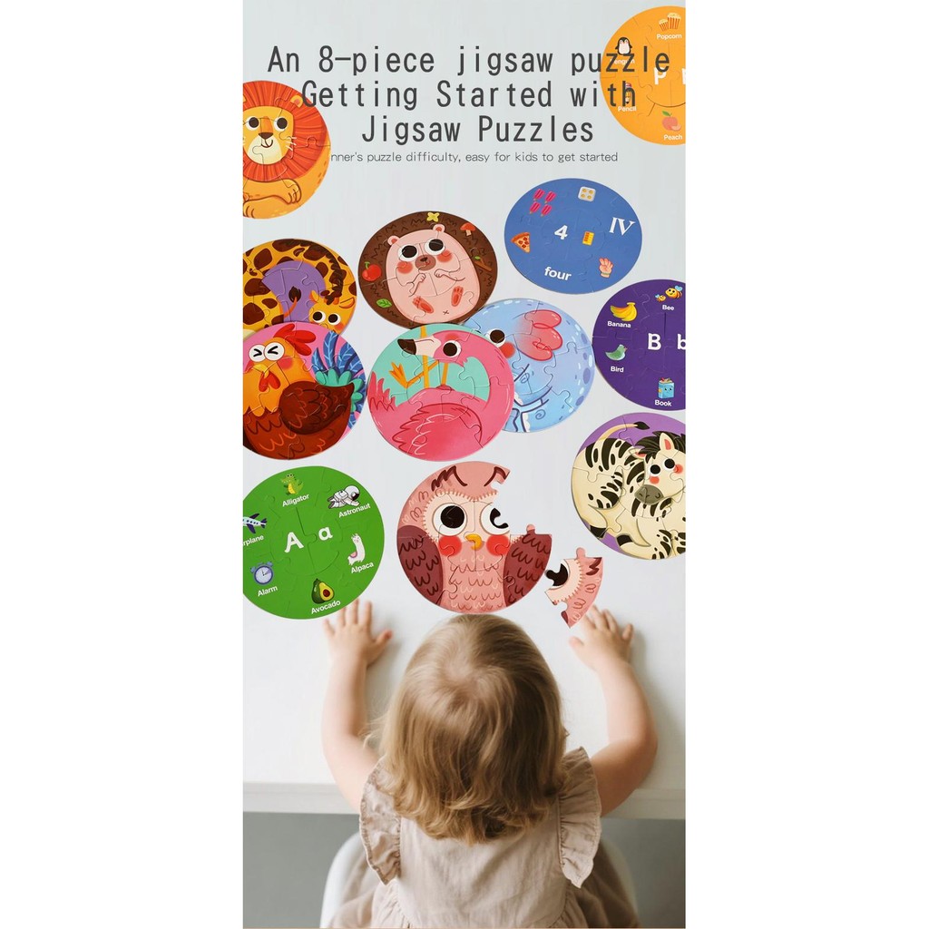 36pcs Kids Fun circular puzzle 3D Cognitive Early Learning Toy Baby ...