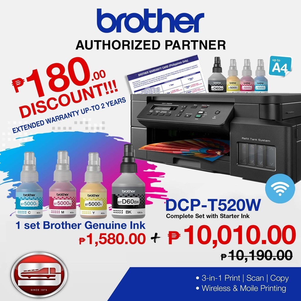 Brother DCP-T520W Ink Tank Printer 2 inks set included | Shopee Philippines