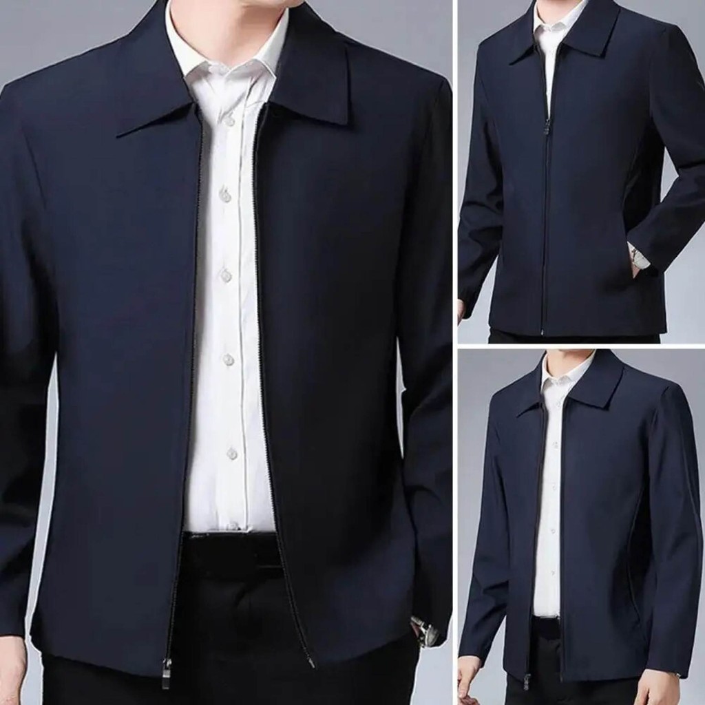 Ready stock men's quality jacket solid color business jacket casual ...