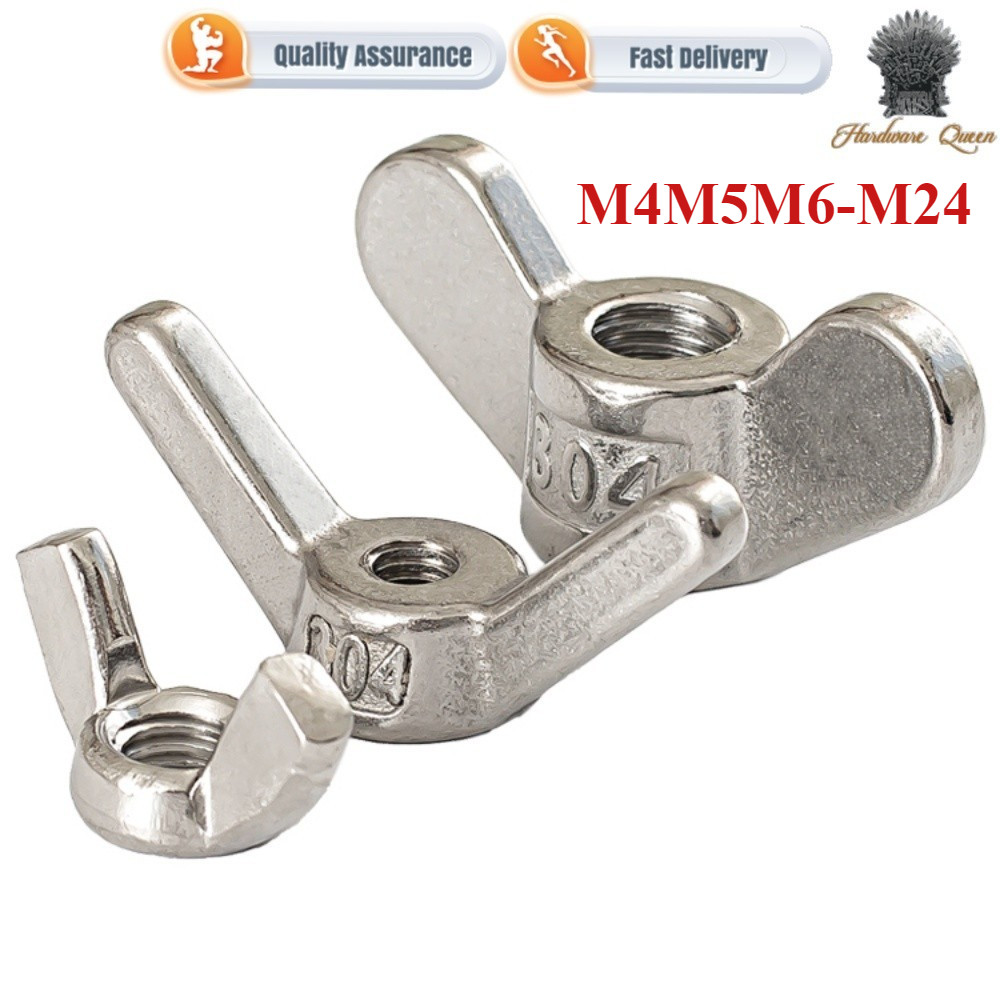 【1QP】SUS304 Stainless Wing Nut Thumb Butterfly Nut Hand Twist Nut M4/M5 ...
