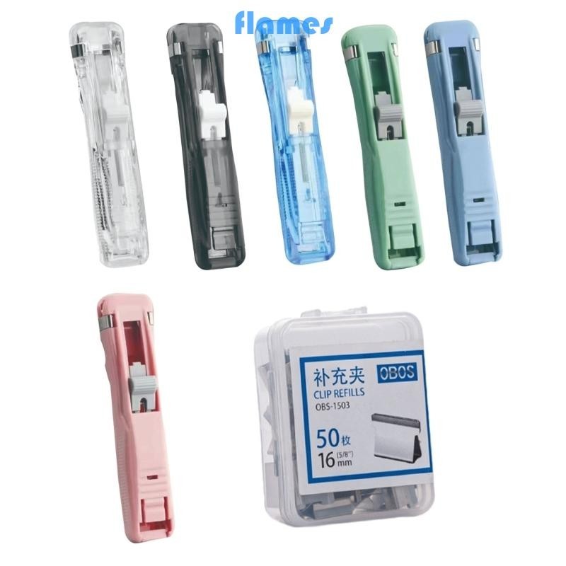 FL Handheld Paper Clamp Dispenser Refillable File Clamp Dispenser Metal ...